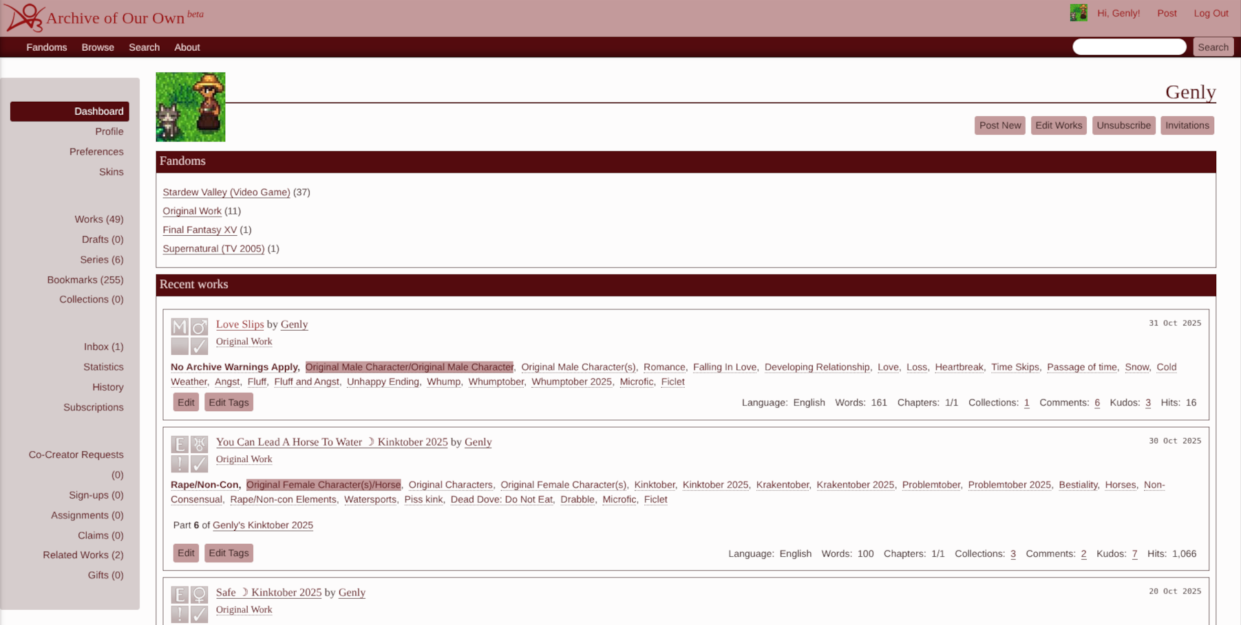 Kudos (Ellipsus) AO3 Site Skin - Geekly - Multifandom [Archive of Our Own]